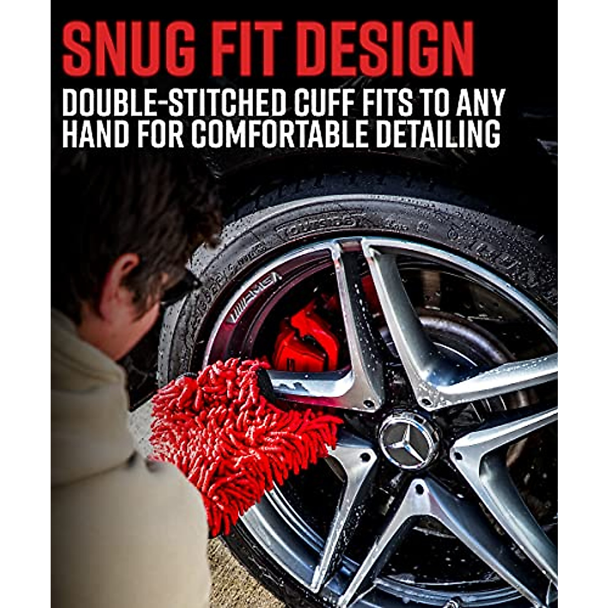 Adam's Microfiber Dual Wash Mitt - Premium, Soft Chenille Microfiber for Safe Washing - Scrubbing Side That is Great for Sap, Tar, and Other Tough to Remove Deposits