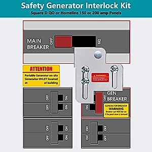 LHOOVMEE Generator Interlock Kit Compatible with Square D QO or Homeline 150 and 200 Amp Panels. 1 3/8 inches Spacing between Main and Generator Breaker, Professional Interlock Kit for Generator