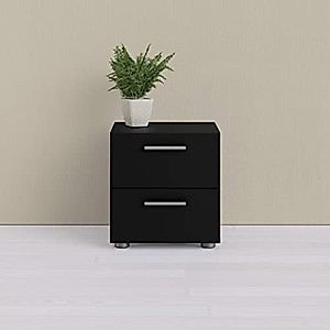Tvilum 2 Drawer Bedroom Nightstand Nighstand, 15.75 in x 15.85 in x 16.65 in, Black
