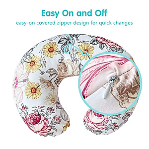 Vlokup Minky Nursing Pillow Cover, Breastfeeding Pillow Slipcover for Baby Boy Girl, Infant, Super Soft Breathable, Floral
