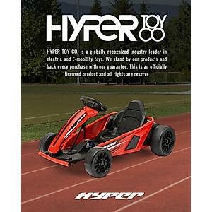 Hyper 24V Ride-On Electric Go Kart for Kids 8-14 Years, 3-Speed Setting with Drift Kart Mode, Foot Accelerated Pedal, Up to 9MPH Speed, 154 Lbs Max Weight, Ergonomic Seat & Sturdy Steel Frame, Red