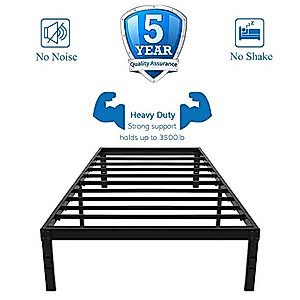 Homdock Twin XL Bed Frame, Heavy Duty 16 Inch Metal Platform Mattress Foundation/Sturdy Strong Steel Structure/Fits to 3500 lbs/Noise Free/None Slip/No Box Spring Needed/Black Finish