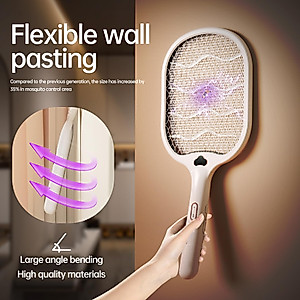 Electric Fly Swatter Racket 3500V buzzkick Bug Zapper Racket Dual Modes Mosquito Killer with Purple Mosquito Light Rechargeable for Indoor Home Office Backyard Patio Camping