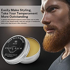 Misiki Beard Kit for Men Grooming & Care, Beard Growth Kit with Trimming Tool Set, Natural Beard Care Growth Oil & Wash, Brush, Comb, Scissors & Storage Bag, Beard Care Perfect Gifts for Man