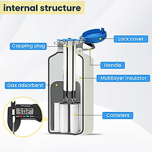 Magula 3L Liquid Nitrogen Container Cryogenic Container (LN2) Aluminum Alloy Liquid Nitrogen Dewar Static Cryogenic Container Liquid Nitrogen Container with 6 Canisters (3L)