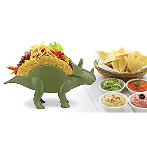 TriceraTACO Taco Holder, Set of 1 - Dinosaur Novelty Taco Stand Party Plate Serveware - Holds 2 Tacos!