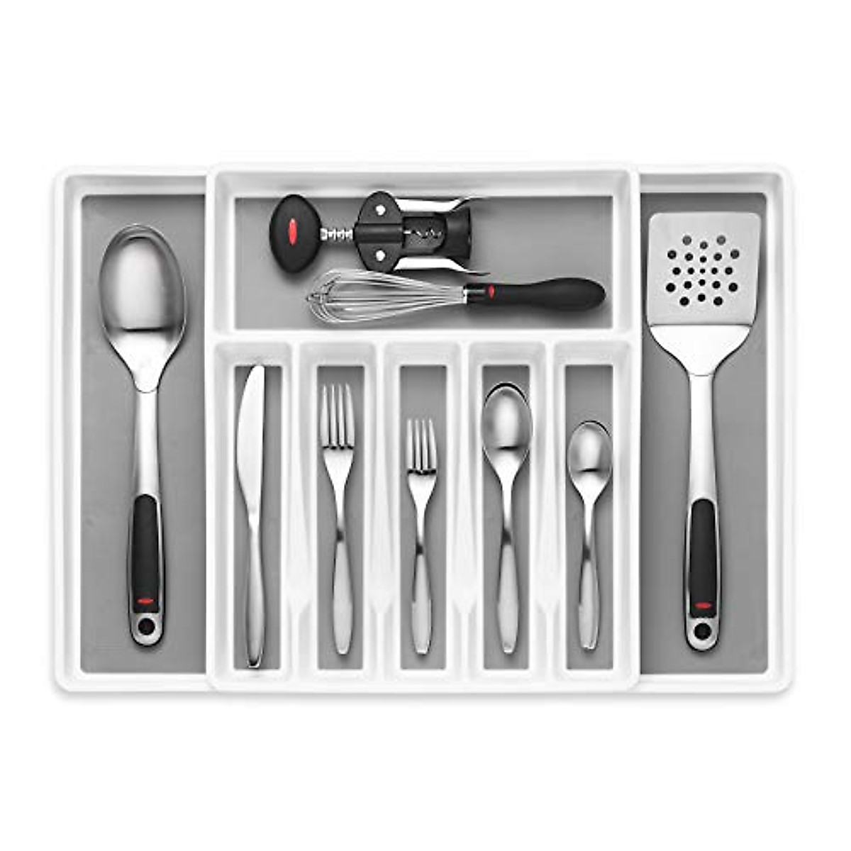 Expandable Cutlery Drawer Organizer, Flatware Drawer Tray for Silverware, Serving Utensils, Multi-Purpose Storage for Kitchen, Office, Bathroom Supplies