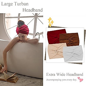 Sefiinh Extra Wide Headbands For Women 7'' Large Headband Twist Head Bands Women's Hair Band Stretchy Turban Styling Accessories 8 Pack