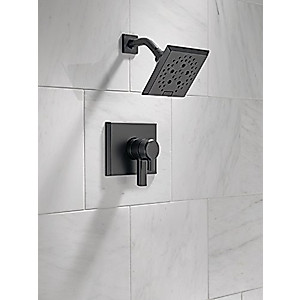 Delta Faucet Pivotal 17 Series Dual-Function Matte Black Shower Faucet, Shower Trim Kit, 5-Spray H2Okinetic Shower Head, Matte Black T17299-BL (Valve Not Included)