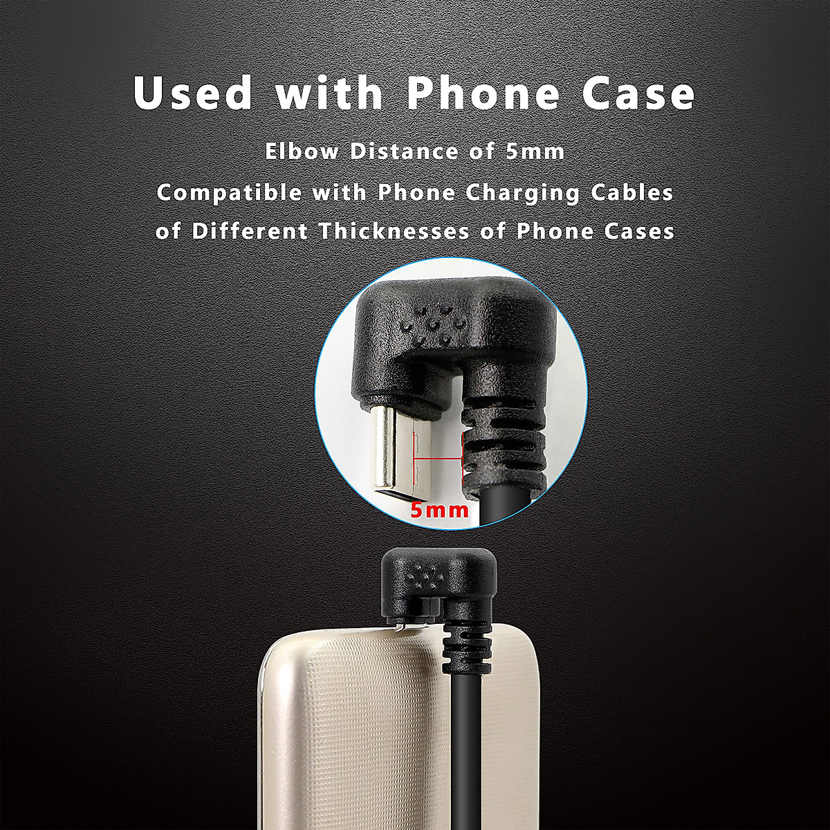 GELRHONR Micro USB Cable U Shape,180 Degree Angle USB 5 Pin Nylon Braided Fast Data Sync Charging Cord USB A to USB B Fast Charger Wire for Most Micro USB Devices - Black 4.9Ft/1.5M