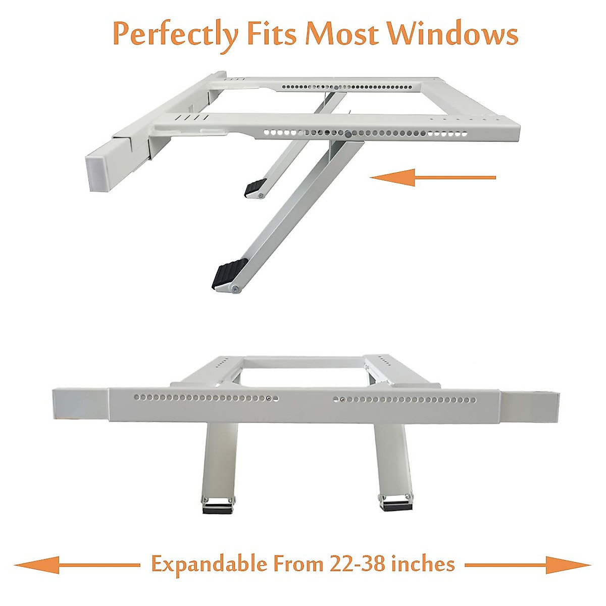Jeacent Universal Window Air Conditioner Support Bracket No Drilling ,No Tools, Heavy-Duty Window AC Bracket Supports Up to 200lbs, Fits Single or Double Hung Windows