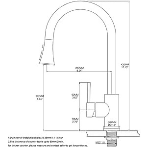 Kitchen Faucet with Deck Plate, Single Handle Solid Brass, Pull Out Sprayer Kitchen Sink Faucet Oil Rubbed Bronze, High Arc Pull Down Kitchen Faucet