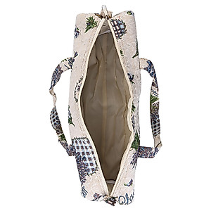 Sunicon Fabric Knitting Needles Bag, Household Knitting Needles Storage Bag Sweater Woven Organizer Bag Handmake Bag with Carry Handles for Sewing Tools Storage (Purple Flower)