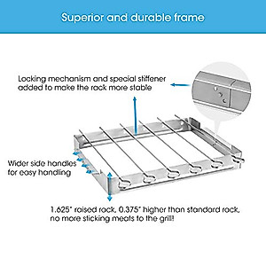 Unicook Upgraded Stainless Steel Barbecue Skewer Shish Kabob Set, 6pcs 13.5"L Skewer Sticks with Foldable Large Grill Rack, Keeps Kabobs from Sticking to the Grill Grate, 50pcs Bamboo Skewers as Bonus