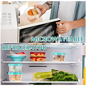 Suclain 24 Pcs 8.5 oz Meal Container Twist Cap Food Storage Containers Sturdy Plastic Snack Containers Reusable Round Freezer Containers for Food Lunch(Blue)