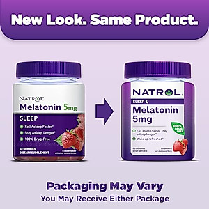 Natrol 5mg Melatonin Gummies, Sleep Support for Adults, Melatonin Supplements for Sleeping, 60 Strawberry-Flavored Gummies, 30 Day Supply