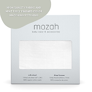 MOZAH Baby Fitted Crib Sheet –100% Organic Cotton Muslin Super Soft Breathable Tailored Snug Fit Solid White for Standard Crib and Toddler Mattresses