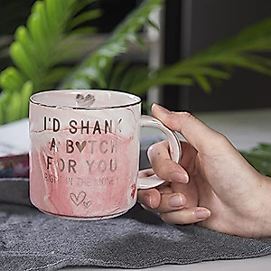 Best Friend Birthday Gifts for Women - Funny Friendship Gift for Bestfriend, Besties, BFF, Sister, Boss Woman, Big Sis, Sorority - I'd Shank A Girl For You - Cute Pink Marble Mug, 11.5oz Coffee Cup