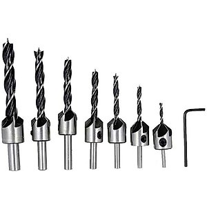 Millie Woodworking Countersink Drill Bit Set,Counter Sink Bit for Wood High Speed Steel, Woodworking Carpentry Reamer, with 1 Free Hex Key Wrench.(7pcs)