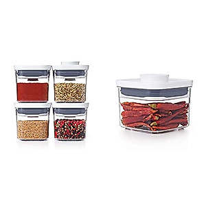 OXO Good Grips 4-Piece Mini POP Container Set & Good Grips POP Container - Airtight Food Storage - 0.4 Qt for Dried Herbs