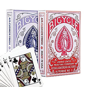 Bicycle Playing Cards 6 Deck Autobike No.1, 3 Red, 3 Blue Playing Card Decks