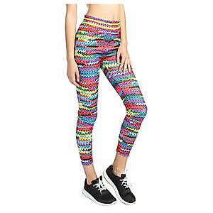 Bblulu Womens High Waist Yoga Pants Colorful Knitted Printed Tighs Workout Athletic Running Compression Exercise Gym Leggings