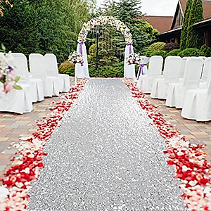Aisle Runners for Weddings Aisle Runner Sequin Aisle Runner 4FTx15FT Aisle Runner for Wedding Ceremony Runner Rug for Hallway Carpet Runner for Grass Outdoor Indoor Party (4ftx15ft, Silver)