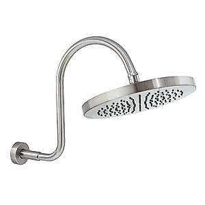 MODONA 10” Rain Shower Head and “S” Long Shower Arm with Flange – Satin Nickel - 5 Year Warrantee