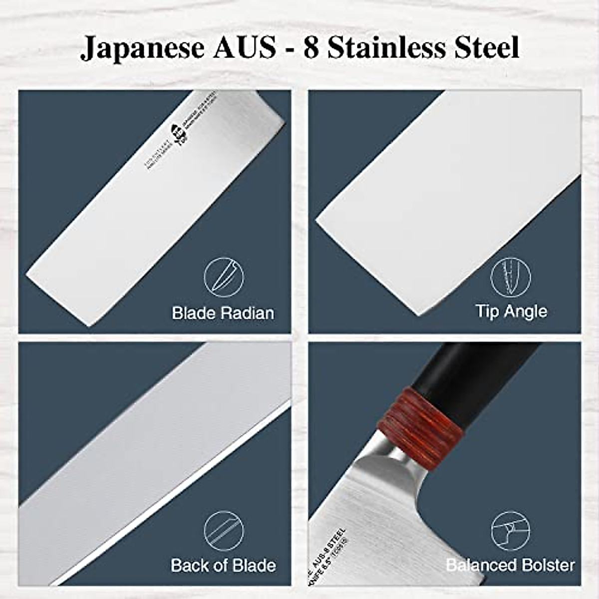 TUO Nakiri Knife 6.5 inch - Professional Kitchen Vegetable Cleaver Knife Asian Usuba Knives for Vegetables and Fruits - AUS-8 Stainless Steel with Pakkawood Handle - Ring Lite Series with Gift Box