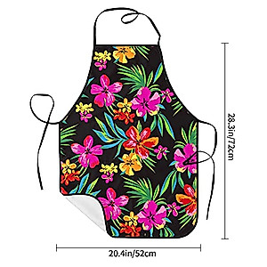 MuMuYun Hawaiian Colorful Flower Kitchen Apron, Kitchen Cooking Aprons with Pockets Aprons for Men Women, 20W x 28L