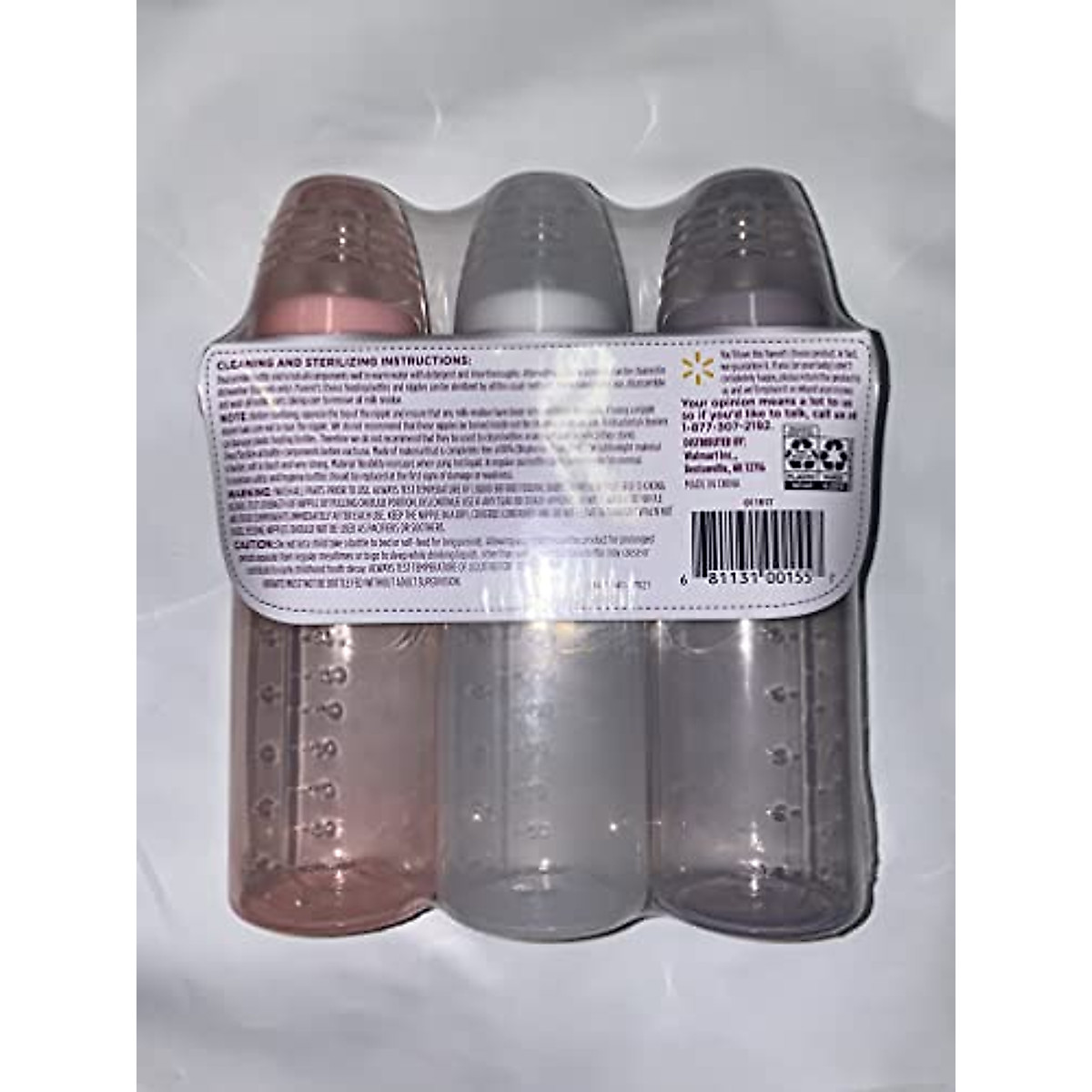 3 Pack Bottles Parent Choice BPA Free Dishwasher Safe Microwave Safe 0+ Months Slow Flow Purple White Pink (Girls)