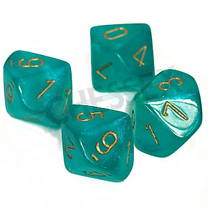 Borealis Teal/Gold Luminary Set of Ten d10s (27385)