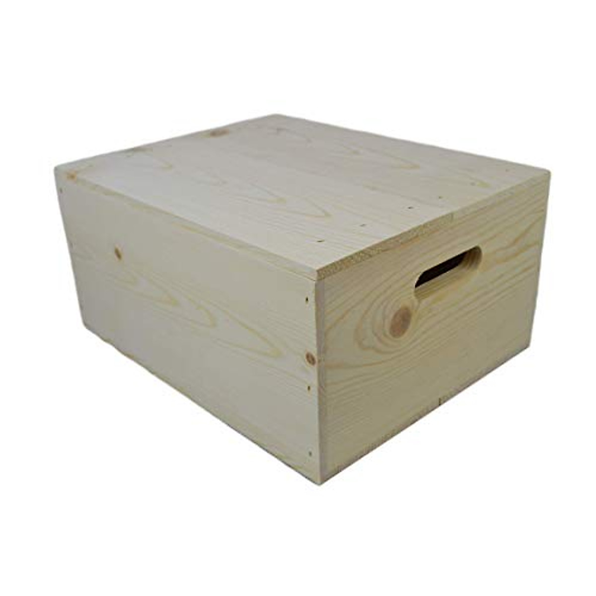 Wooden Pine Box with Hand Holes and a Drop on Lid