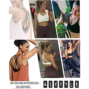 RUNNING GIRL Strappy Sports Bra for Women Sexy Crisscross Back Light Support Yoga Bra with Removable Cups (Black, CN:L/US:M【Fit for 34D 34C 36B 36A】)