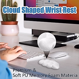 TIESOME Cloud Wrist Rest for Mouse, Memory Foam Wrist Cushion Ergonomic Palm Rest Pain Relief Mouse Wrist Support Pad with Anti-Skid Base for Office School Home Laptop&Computer Mouse(White)