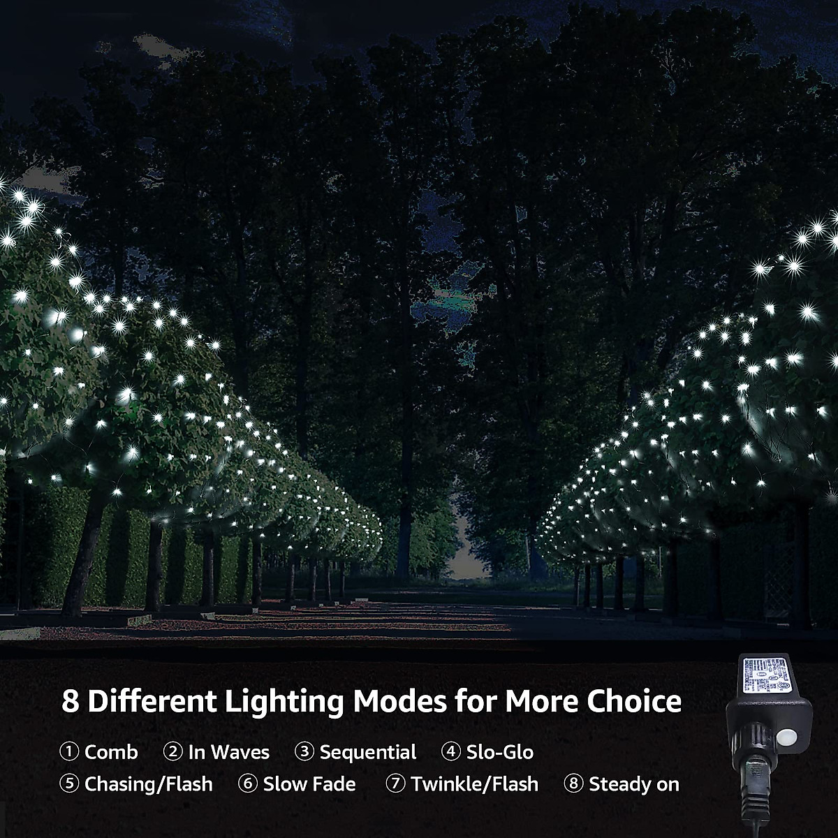BlcTec Christmas Net Lights 200 LED 8.2ft x 4.9ft Outdoor Christmas Bush Lights with 8 Modes, Timer, Connectable, Waterproof and Green Wire for Trees, Bushes, Christmas Decorations, Cool White