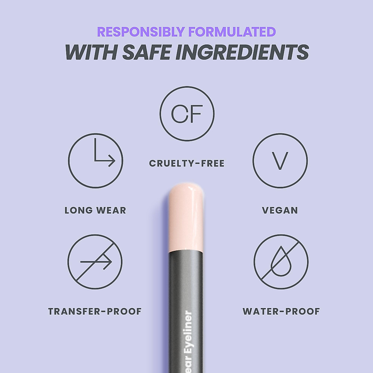 Wonderskin 1440 Longwear Pink Eyeliner Pencil - Waterproof, Sharpenable Eyeliner Pencil and Smudge Proof Pink Eye Liner Pencils (Icing)