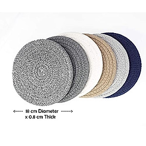 Set of 6 Trivets for Hot Pots and Pans and Pot Holders – 100% Pure Cotton 7” Round Mats, Hot Pads for Kitchens, Coasters, Placemats, Spoon Rest for Cooking and Baking
