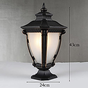 MODEBHD Continental Aluminum Bronze Glass Lantern Outdoor Table Lamp Column Light Aluminum IP54 Waterproof Villa Patio Park Garden Lawn Street Post Light E27 Decoration Illumination Bollard Lamps