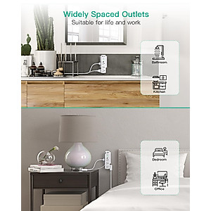 Surge Protector Outlet Extender, 9 AC Multi Plug Outlet with 3 USB Ports (2 USB C), 1080 Joules, 3-Sided Power Strip with Spaced Outlet Splitter for Home, Dorm Room Essentials