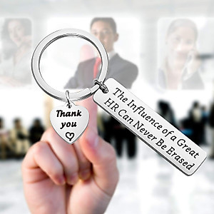 FEELMEM HR Gift The Influence of a Great HR Can Never Be Erased Keychain HR Director Jewelry Thank You Gift for HR Manager Coworker Gift Human Resources Jewelry (HR)