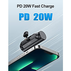 EMNT Mini Portable Charger for iPhone, 6000 mAh Fast Charging 18W PD Ultra-Compact Phone Power Bank, Small External Battery Pack Compatible with iPhone 13/12 Pro Max/11/XS/XR/X/8/7/6s/Plus and More.