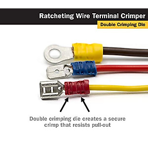 TITAN 11477 Ratcheting Wire Terminal Crimper Tool for Insulated Terminals, Fixed Jaw Crimper