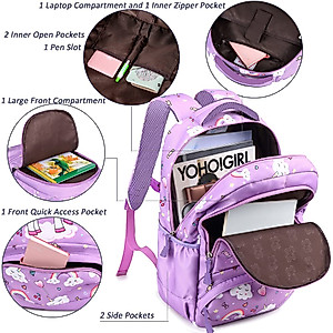 Meisohua School Backpack for Girls Elementary Unicorn Backpack Set 3 in 1 Kids Bookbags Schoolbag Sets with Lunch Bag Pencil Case