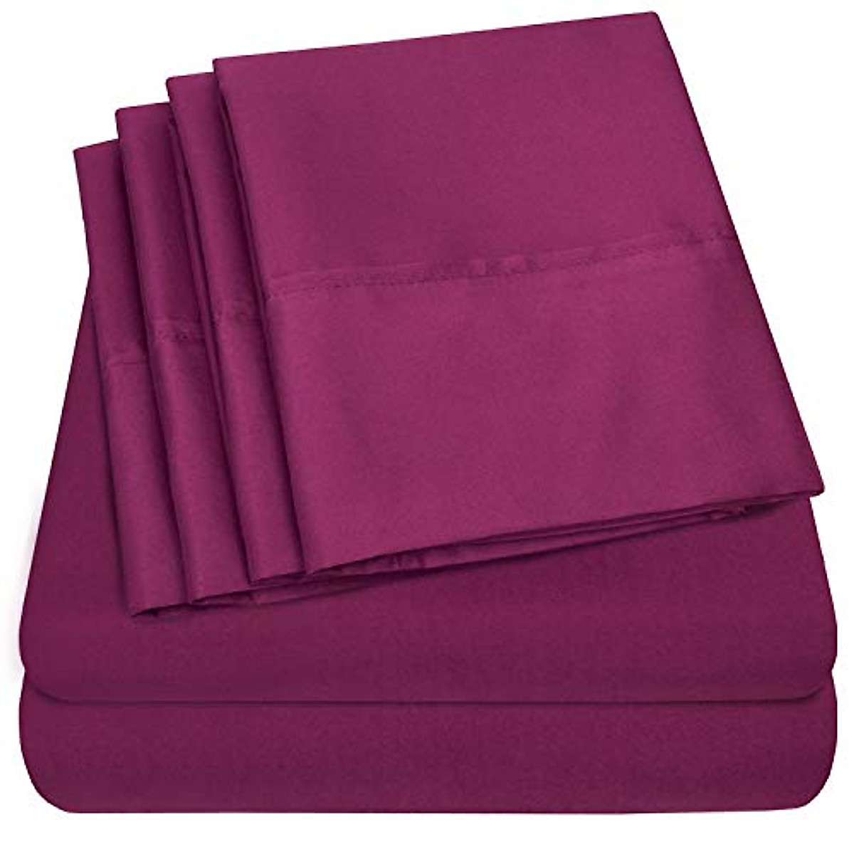 Cal King Size Bed Sheets - 6 Piece 1500 Supreme Collection Fine Brushed Microfiber Deep Pocket California King Sheet Set Bedding - 2 Extra Pillow Cases, Great Value, California King, Berry