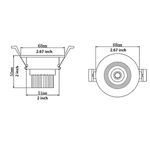 LightingWill 2inch LED Dimmable Downlight, 3W COB Recessed Ceiling Light, Daylight White 5500K-6000K, CRI80, 25W 220LM Halogen Bulbs Equivalent, White (10 Pack)