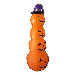 12 Feet Halloween Inflatable Stacked Pumpkins,Halloween Indoor Outdoor Decoration for Lawn Garden Holiday Party,with Build-in LEDs,High