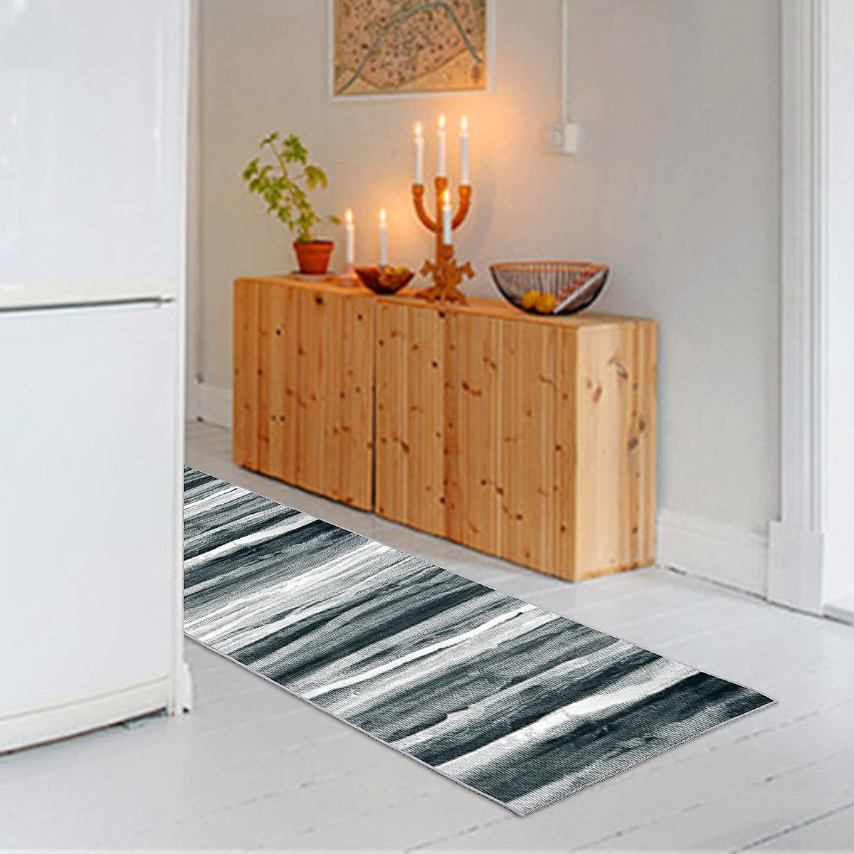 TUOJINRUIDA Abstract Runner Rug Carpet for Hallway with Non Slip PVC Dot Backing 2' x 12' (60 x 360 cm) Anti Skid Laundry Runner Rug Mat for Kitchen Entryway Living Room