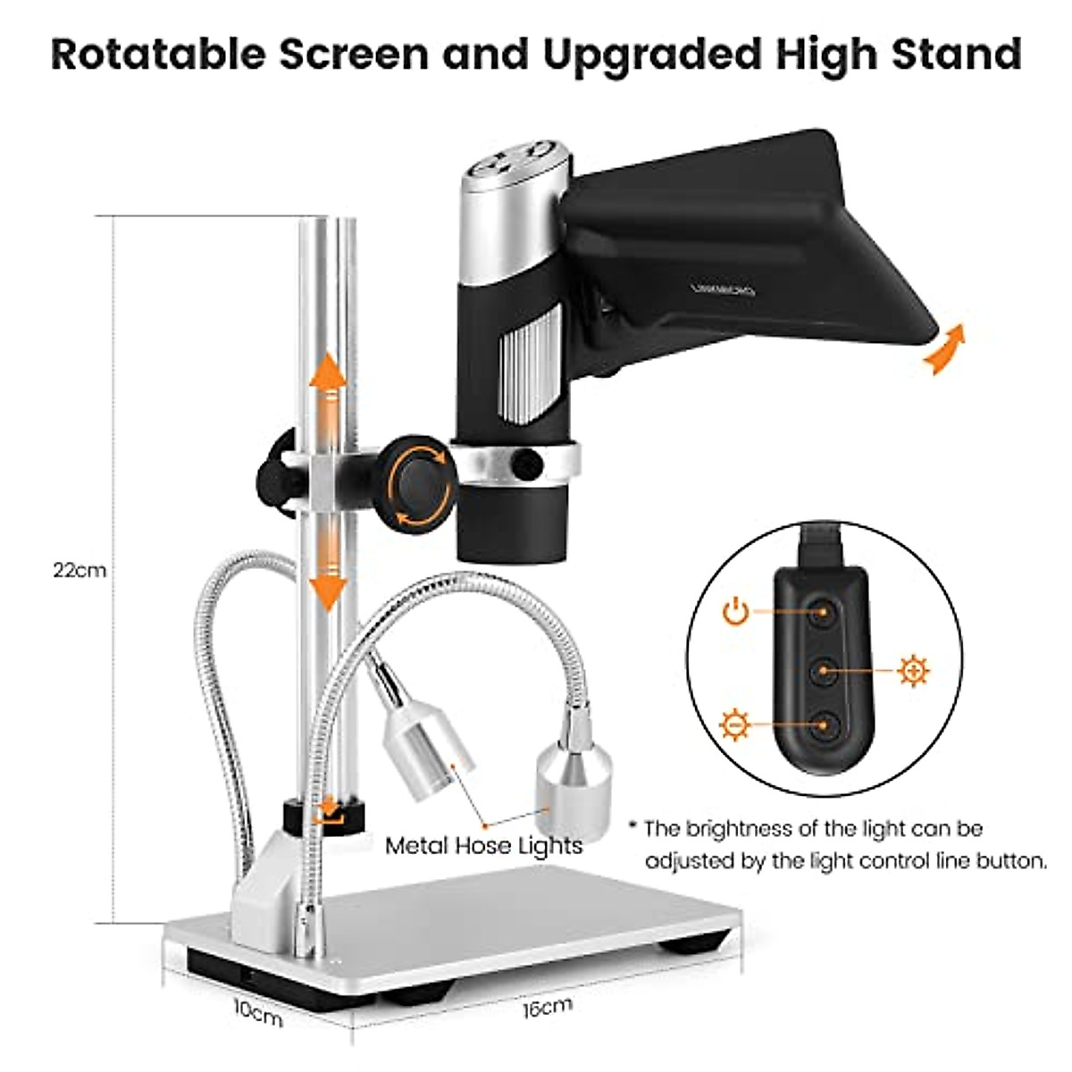 LINKMICRO LM203 4" Coin Microscope Full View of Coin, 200X Portable LCD Digital Microscope for Adults and Kids, 1080p, 32GB SD Card, Windows Mac, PC Mass Storage