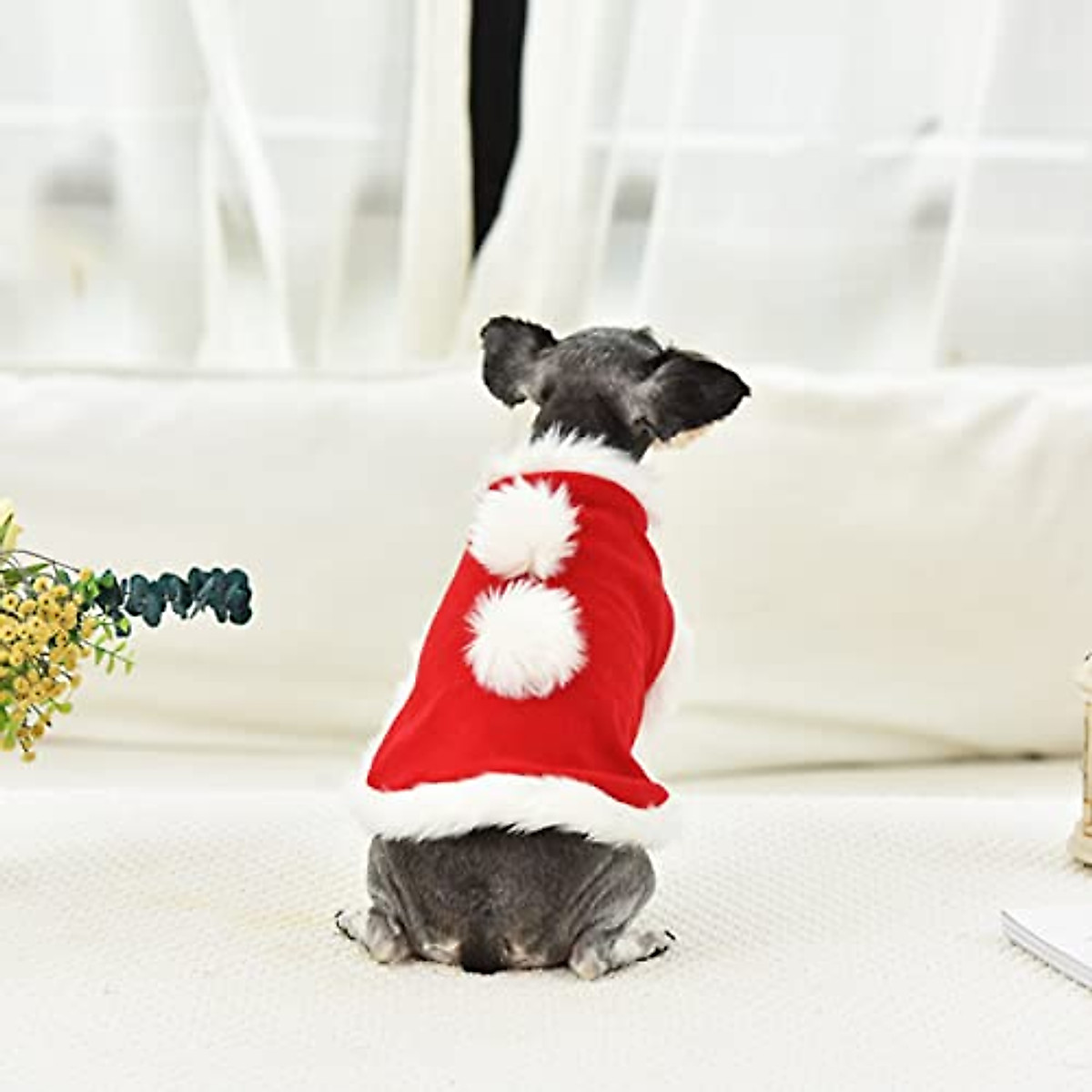 Christmas Dog Costume, Dog Christmas Snowflakes Cape Costume with Christmas Bells Winter Pet Cape New Year Dog Cloak Clothes Thick Funny Pet Costume Accessory for Christmas Decoration